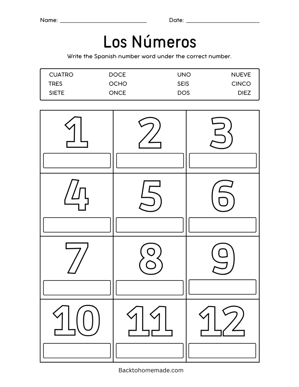 Printable Spanish Number Worksheets Back To Homemade