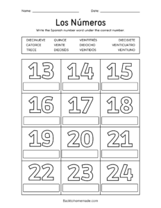 Printable Spanish Number Worksheets - Back to Homemade