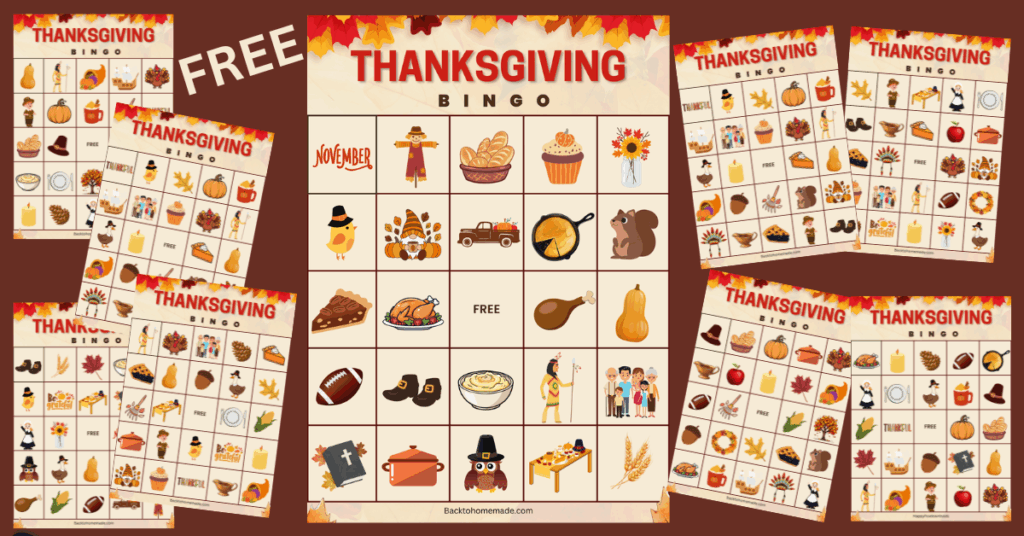 Free Thanksgiving Bingo Cards - Back to Homemade